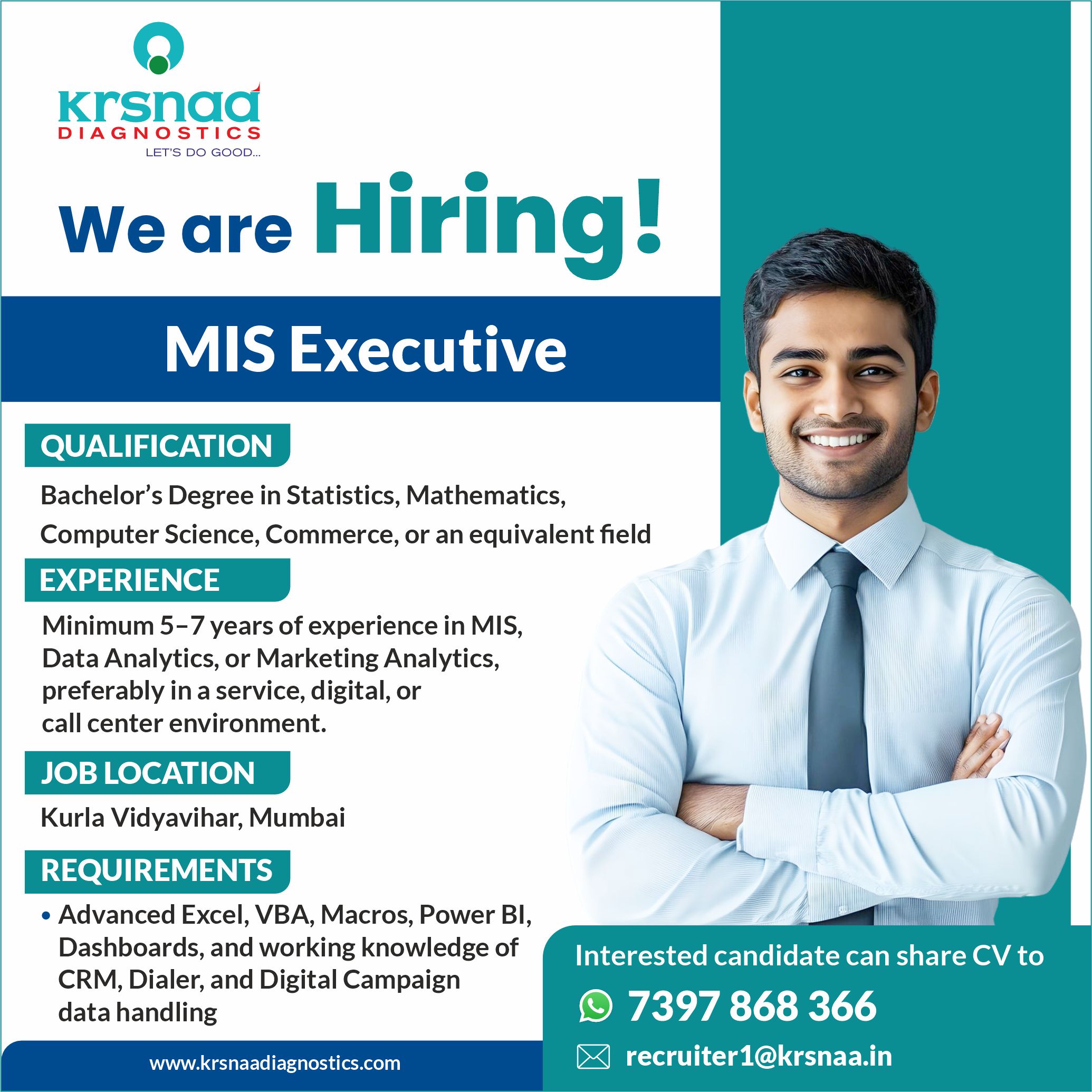 MIS Executive - Krsnaa Diagnostics Ltd